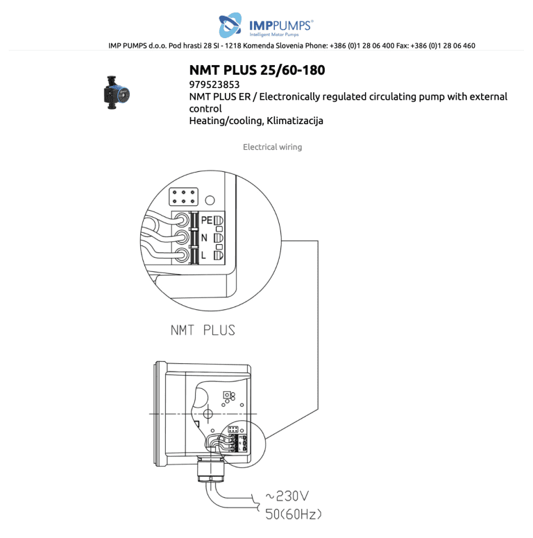 پمپ آی إم پی مدل:NMT PLUS_25/60/180 | قیمت | مشخصات | کاتالوگ | خرید